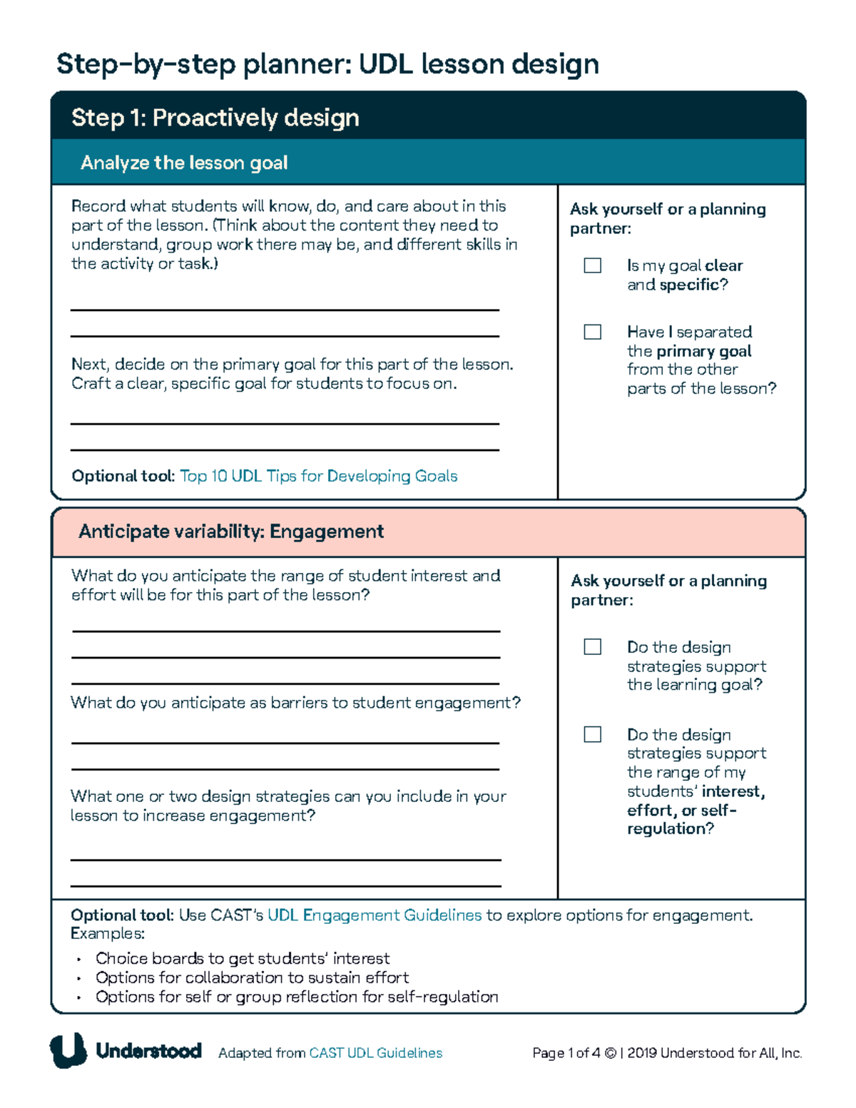 Stepbystepplanner UDL Understood - Step-by-step planner: UDL lesson ...