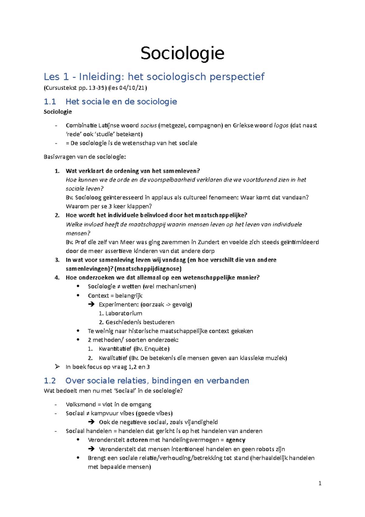 Les 1 inleiding het sociologisch perpectief - Sociologie - KU Leuven ...