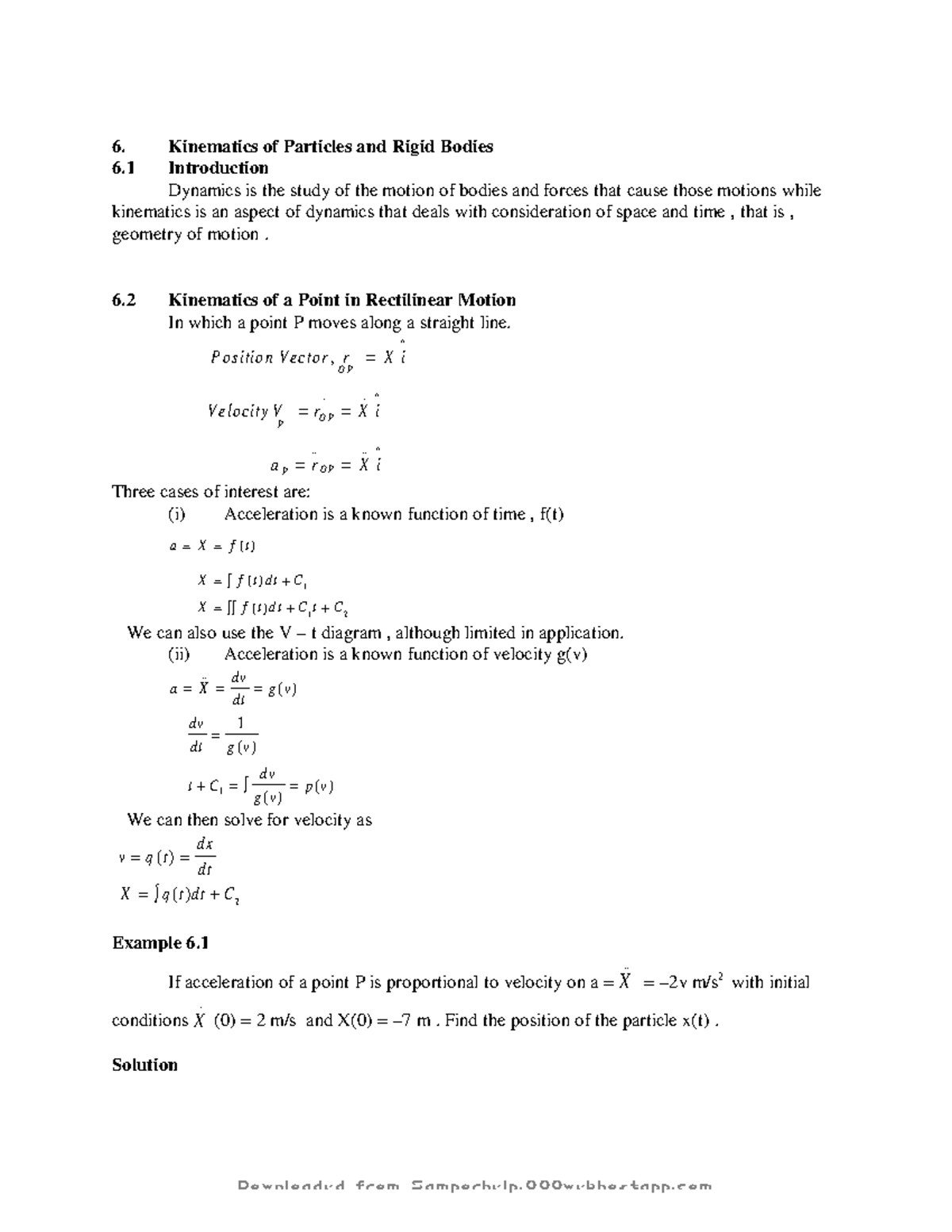 ( Sampor) CVE 253 Kinematics of particles - Engineering mechanics 1 - Unilorin - Studocu