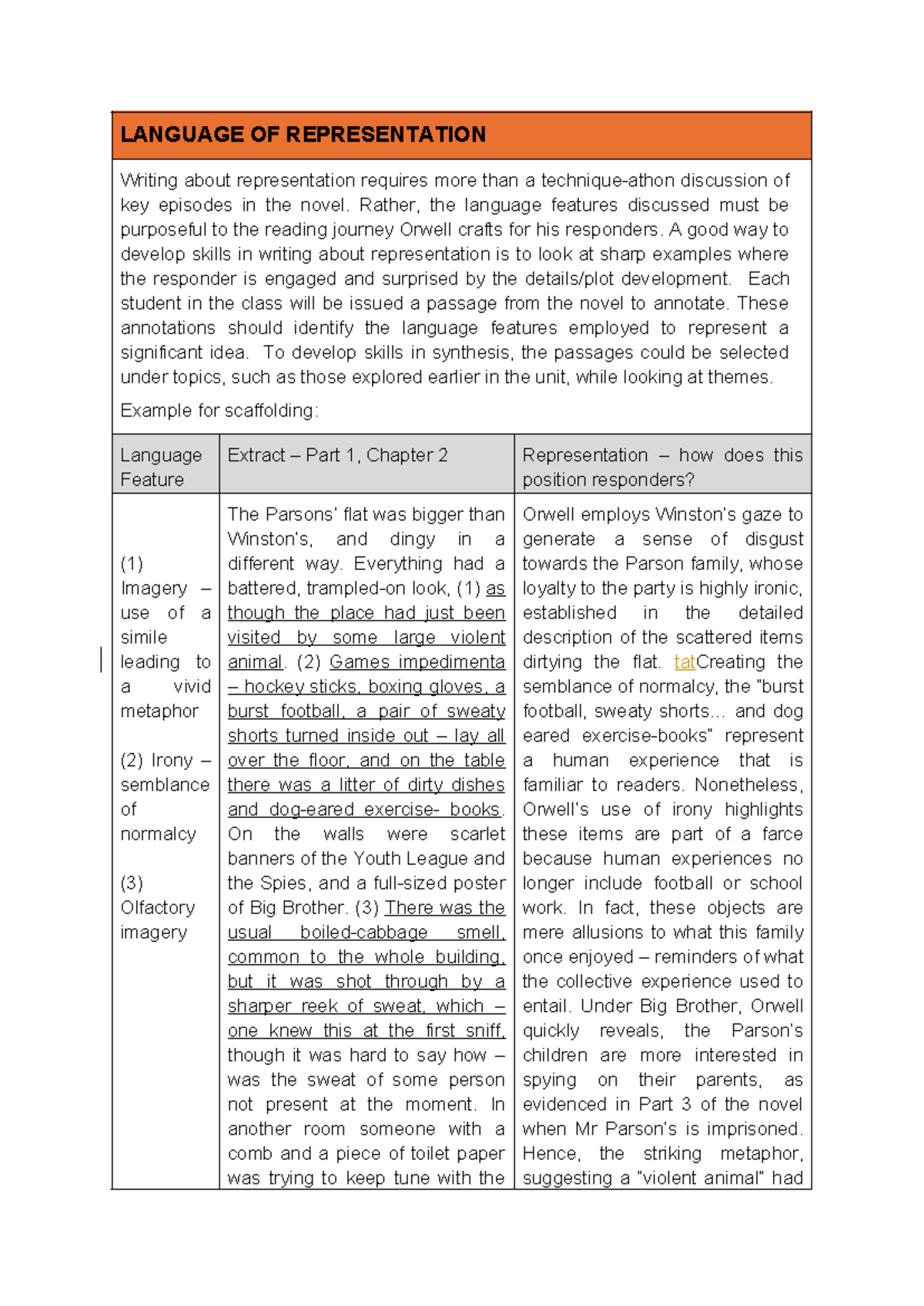 Language OF Representation (1) - LANGUAGE OF REPRESENTATION Writing ...