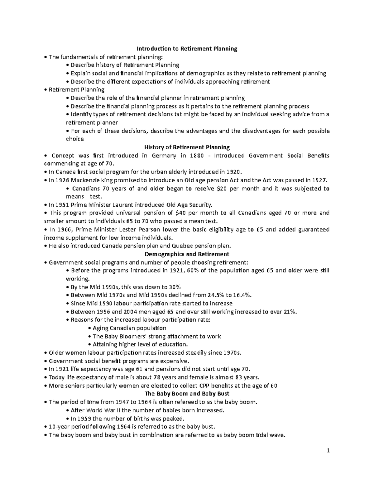 Introduction to Retirement Planning - In Canada first social program ...