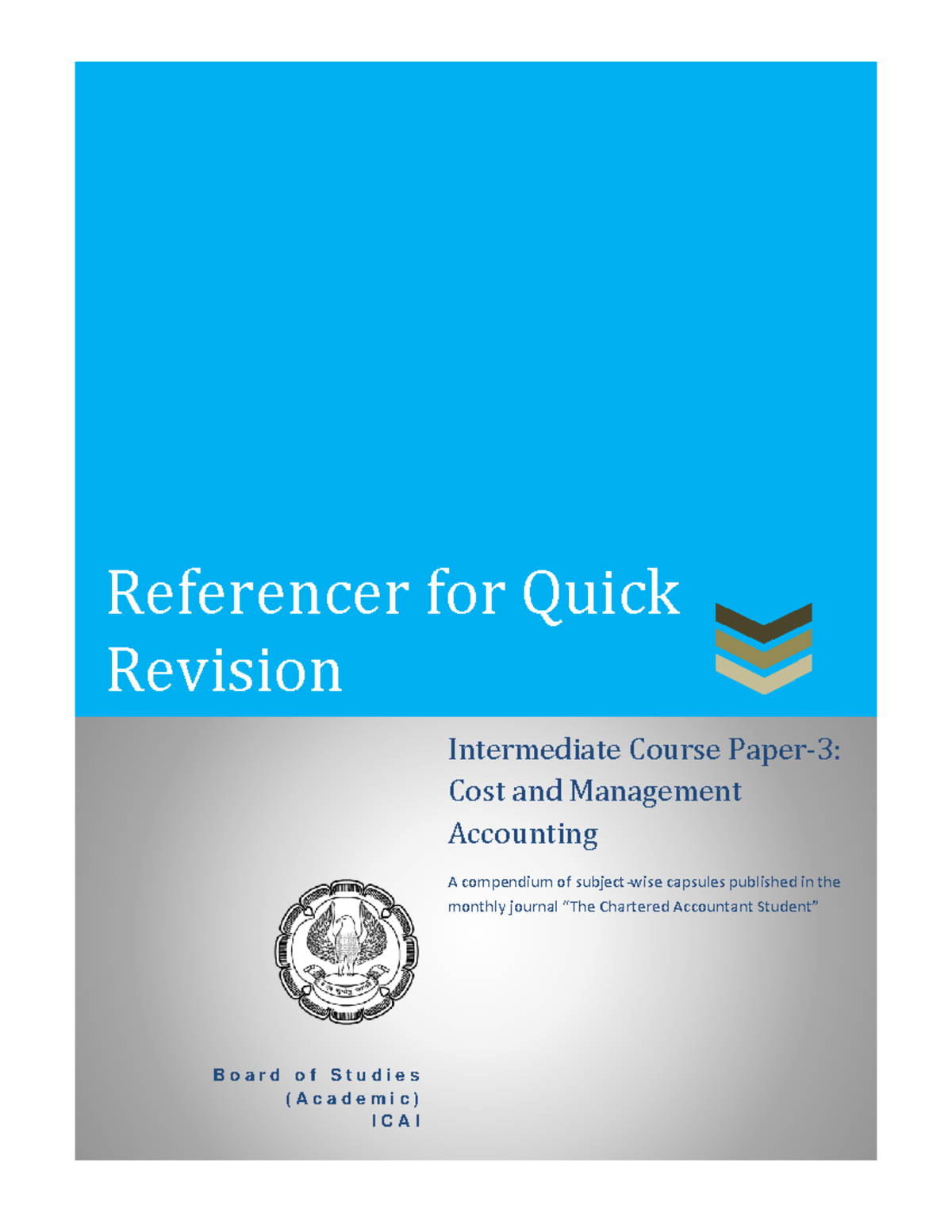 Ref book cost - Referencer for Quick Revision B o a r d o f S t u d i e ...