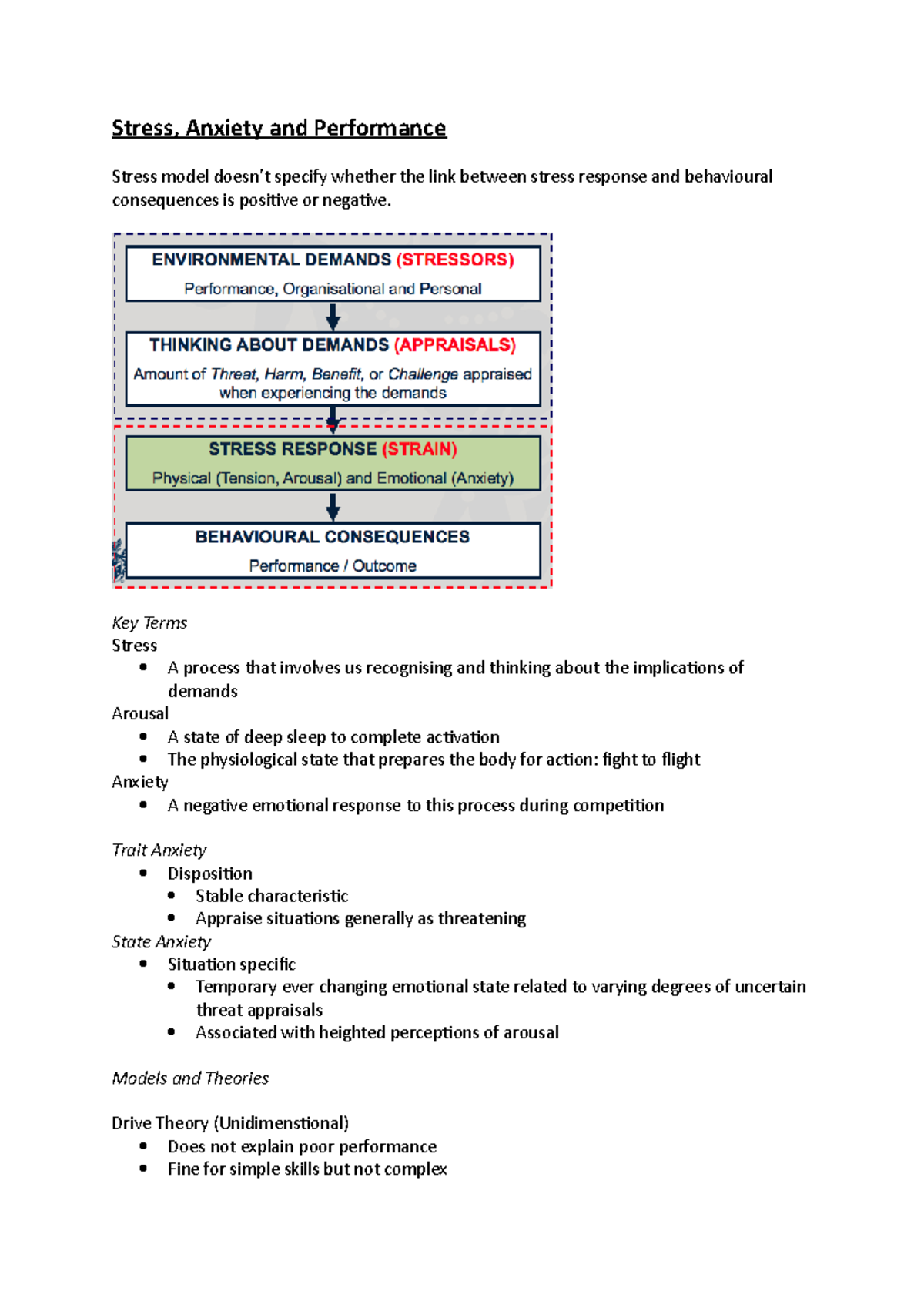 Stress, Anxiety & Performance - Stress, Anxiety and Performance Stress ...