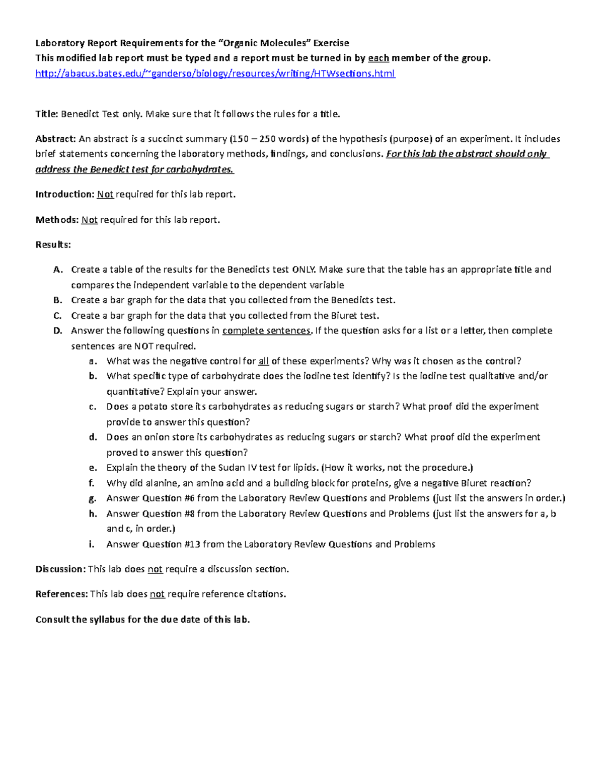 LAB Report Template 3 - Laboratory Report Requirements for the “Organic ...