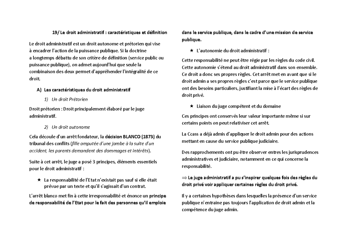 N°19 - Le droit administratif : caractéristiques et définition - 19/ Le ...