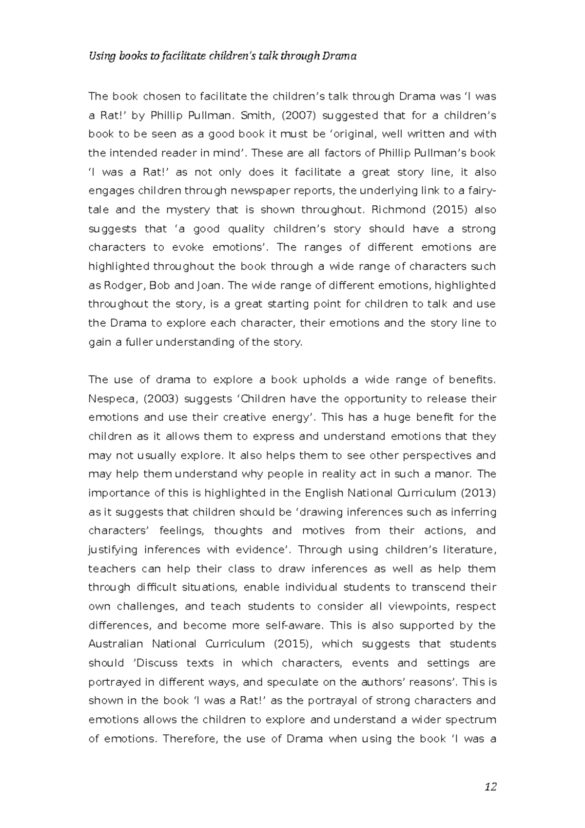 1A English Essay Sarah Doran - Using books to facilitate children’s ...