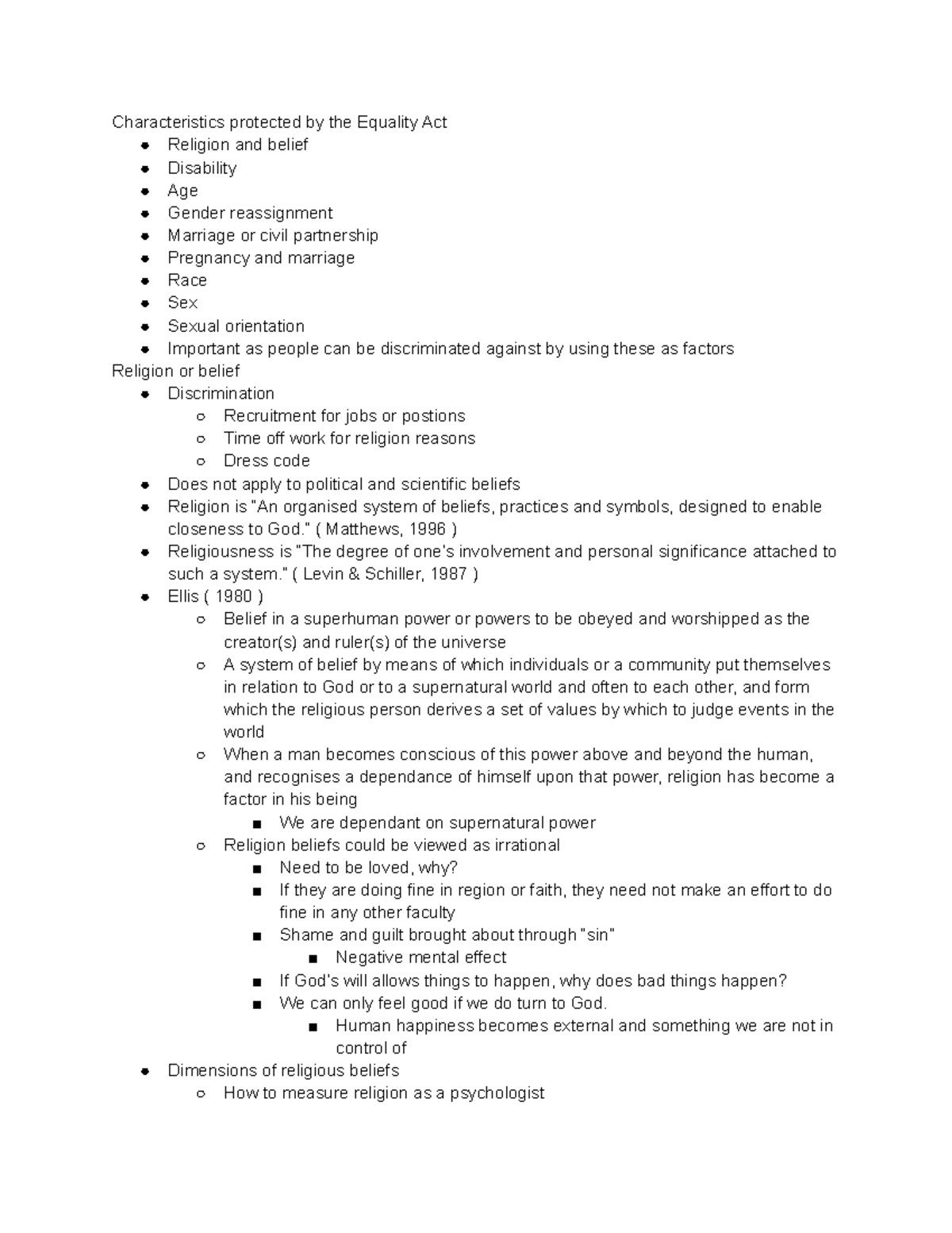 Individual Differences Bullet Pointed Key Concepts 2020 2021 - Characteristics protected by the ...