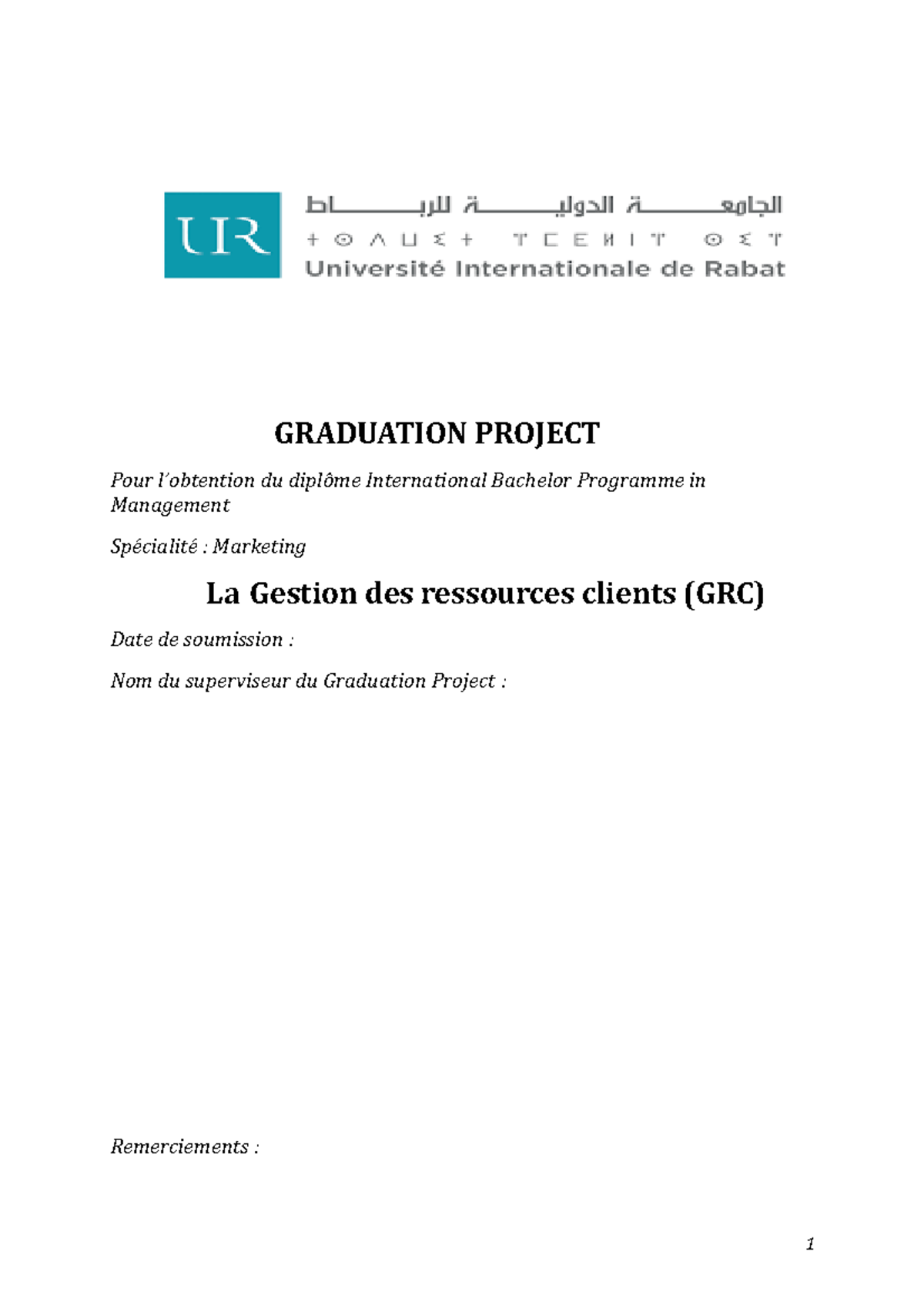 PFE - mémoire / pfe - GRADUATION PROJECT Pour l’obtention du diplôme ...