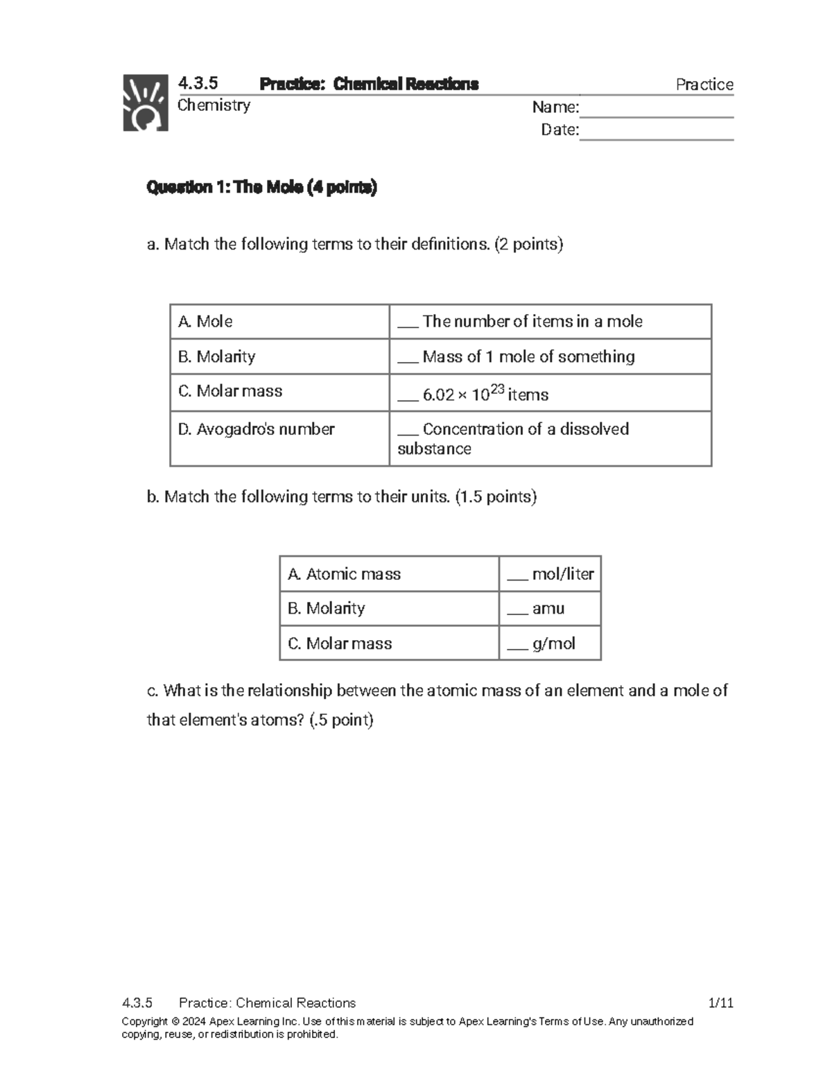 4.3.5 Practice - Chemical Reactions (Practice) - Practice: Chemical ...