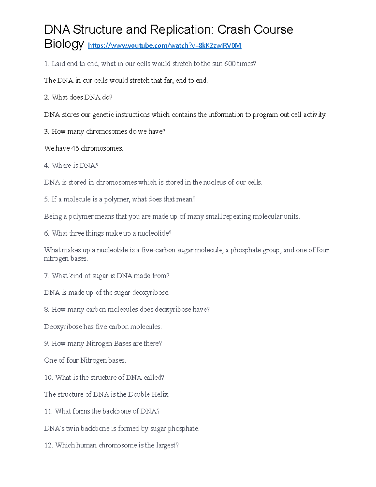 Ashlee Jackson - CW HW DNA Structure and Replication - DNA Structure ...