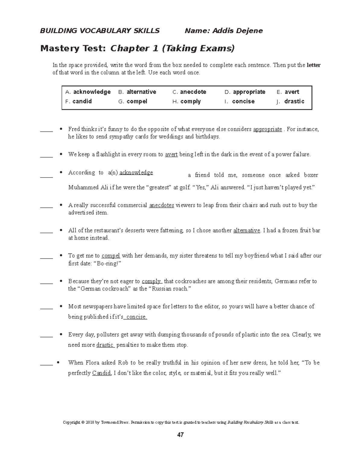 Vocabulary-Chapter-1-Quiz (1) (1) - BUILDING VOCABULARY SKILLS Name ...