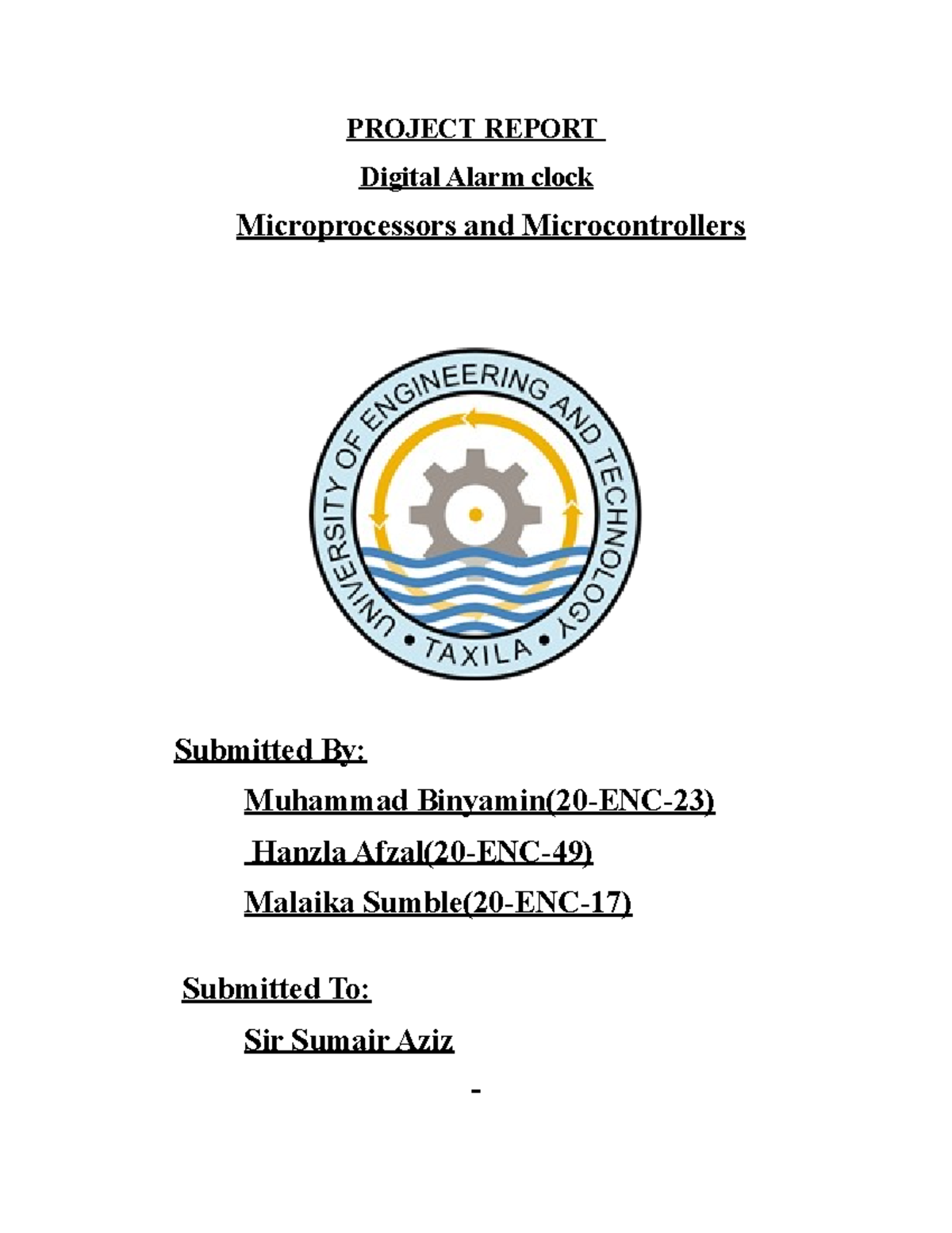Digital alarm clock Report - PROJECT REPORT Digital Alarm clock Microprocessors and ...