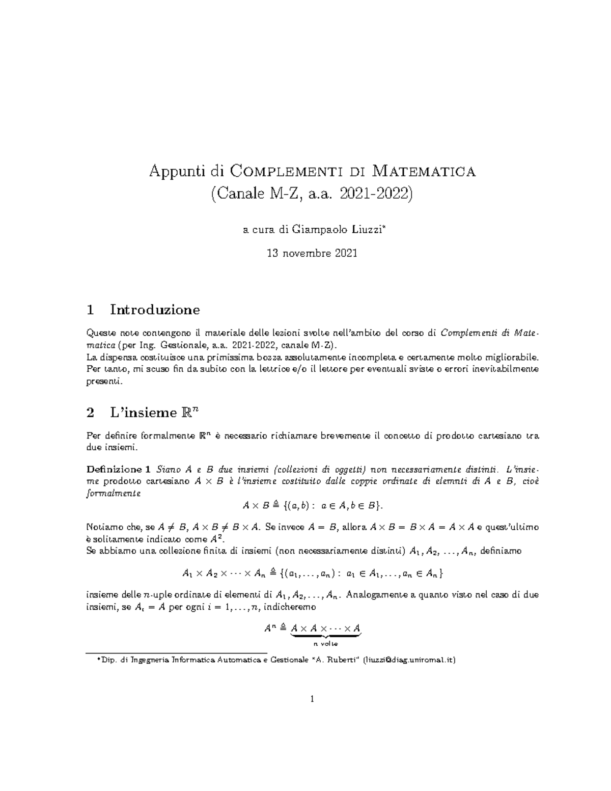 Dispensa CM Liuzzi - Appunti di Complementi di Matematica (Canale M-Z ...