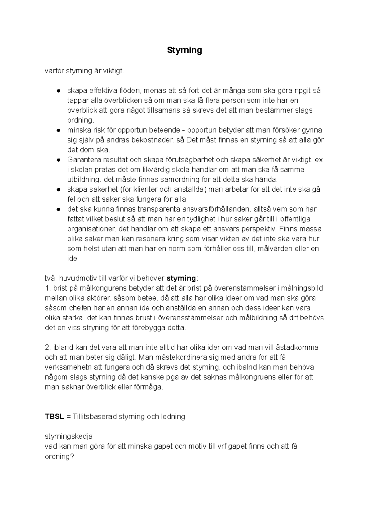 Styrning 1 - 13 dec - föreläsning - Styrning varför styrning är viktigt ...