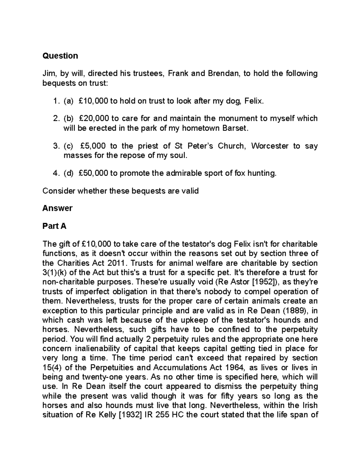 THE Beneficiary Principle AND Purpose Trusts - Question Jim, by will ...