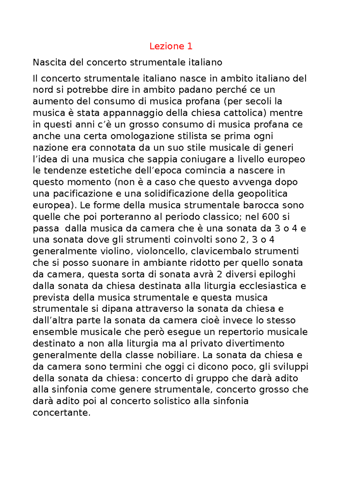 Musica Moderna - Lezione 1 Nascita del concerto strumentale italiano Il ...