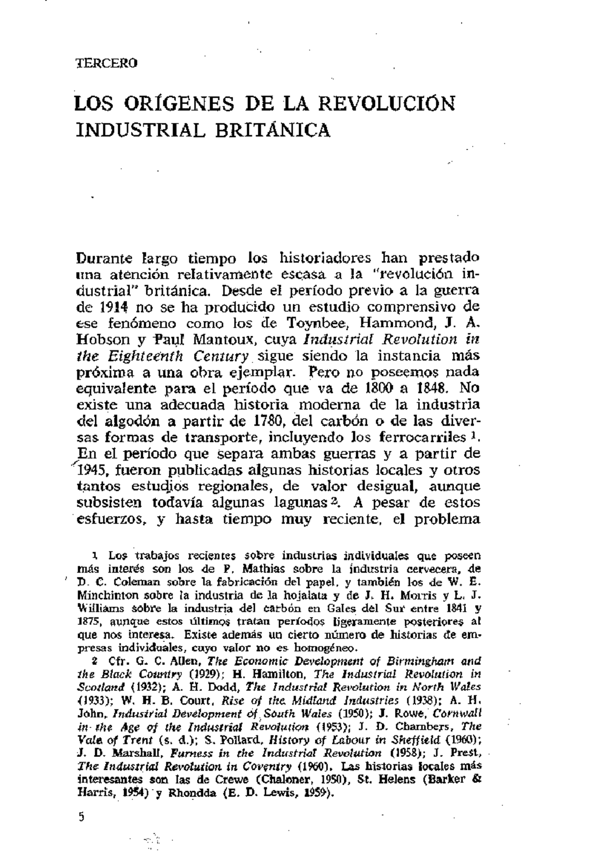 Hobsbawm, Eric. - En torno a los orígen...Revolución Industrial. Cáp. Tercero - TERCERO LOS ...