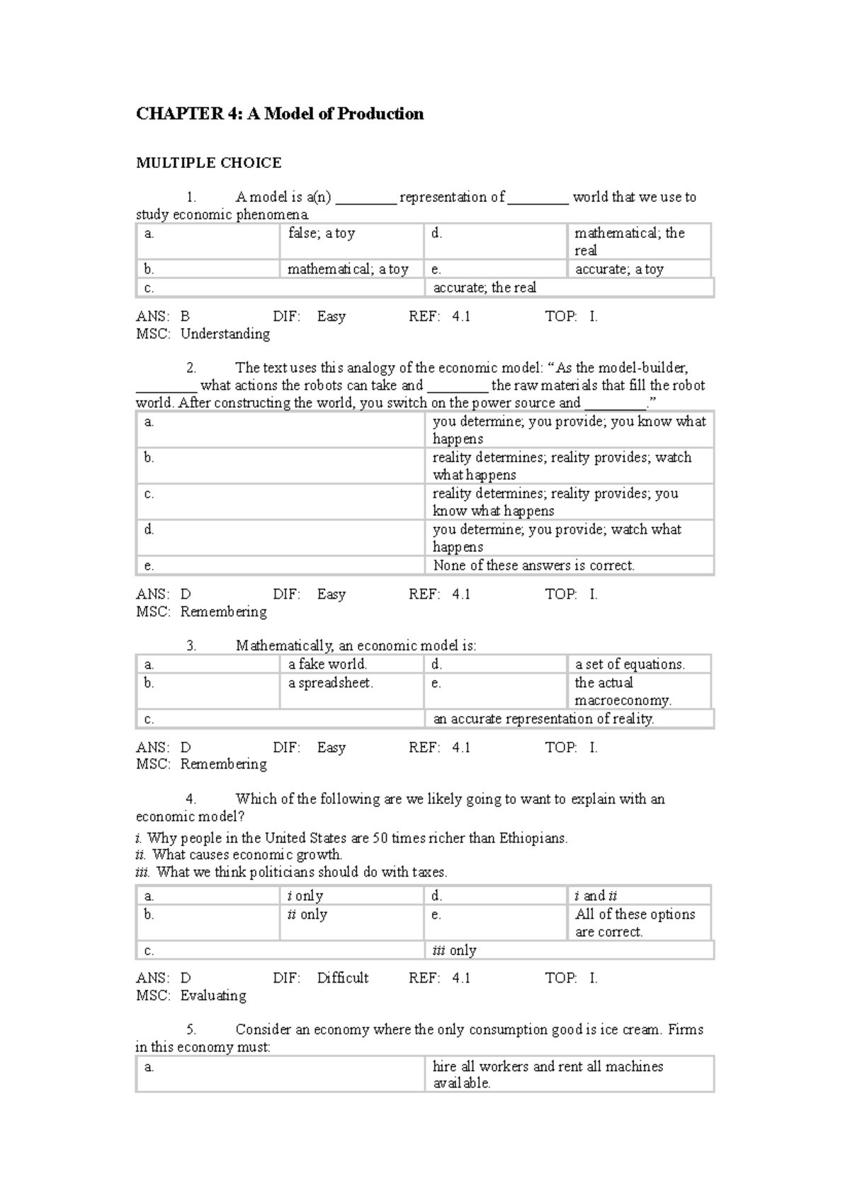 Simple production model - CHAPTER 4: A Model of Production MULTIPLE ...