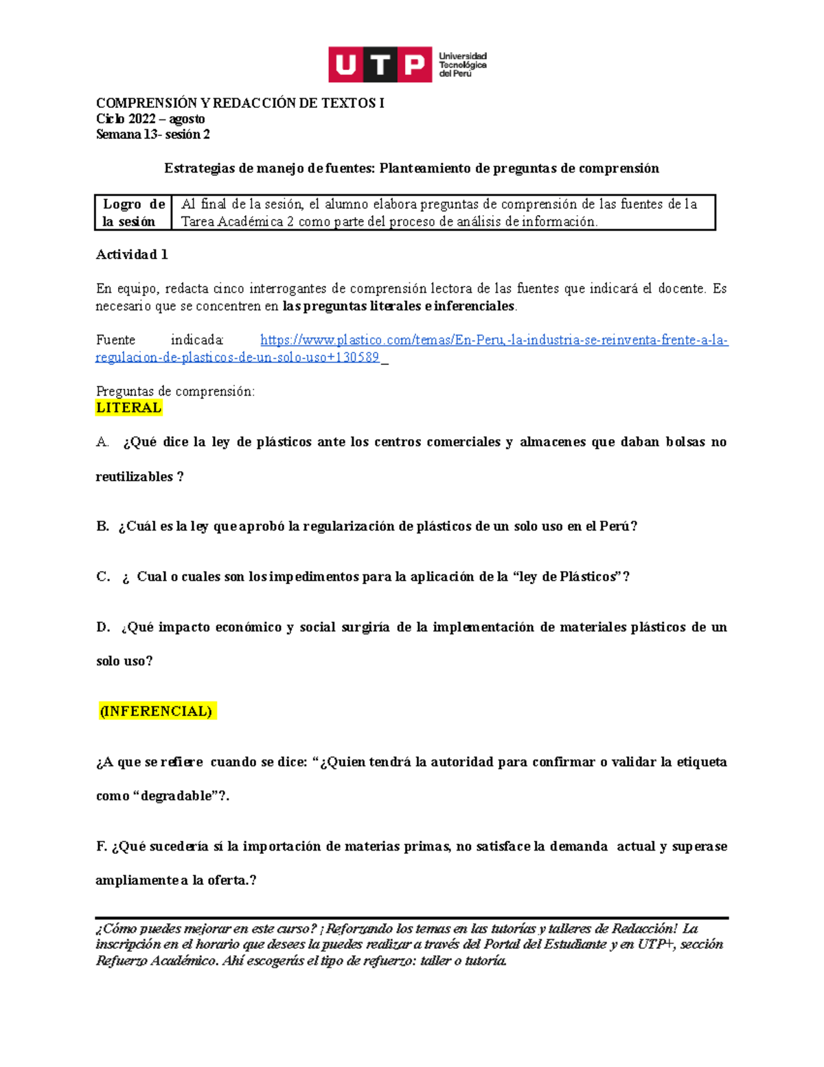 S13.s2 Planteamiento de preguntas de comprensión (material) 2022-agosto ...