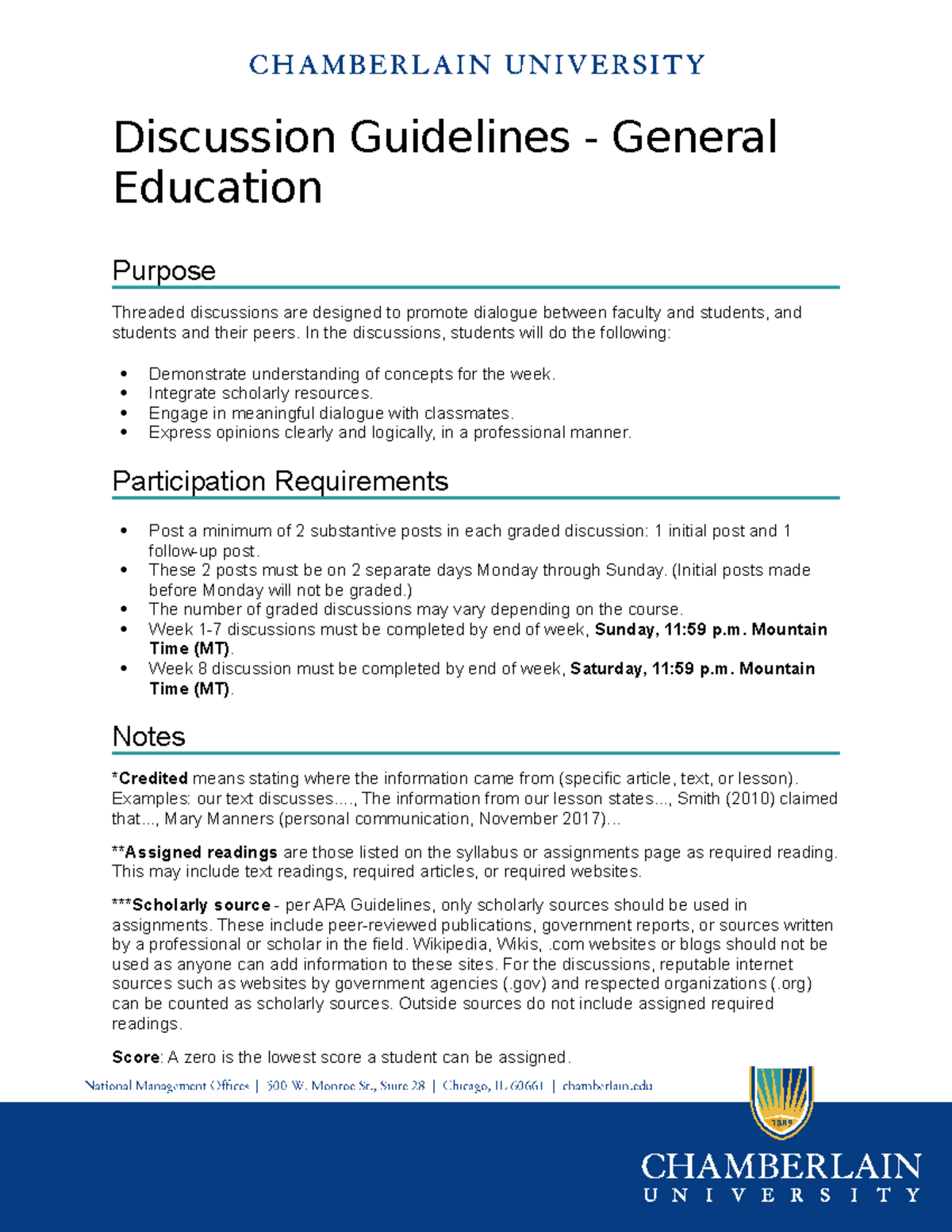 Discussion Guidelines - General Education - Discussion Guidelines ...