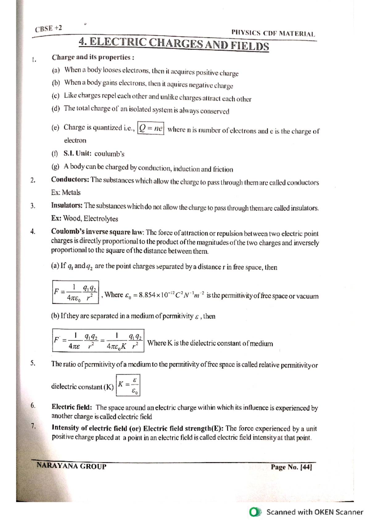 Electric charges and field - class 12 notes - Studocu