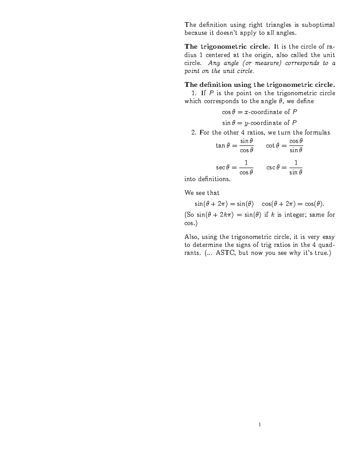 Trig Review Notes - ch1 Differential Calculus - The definition using ...