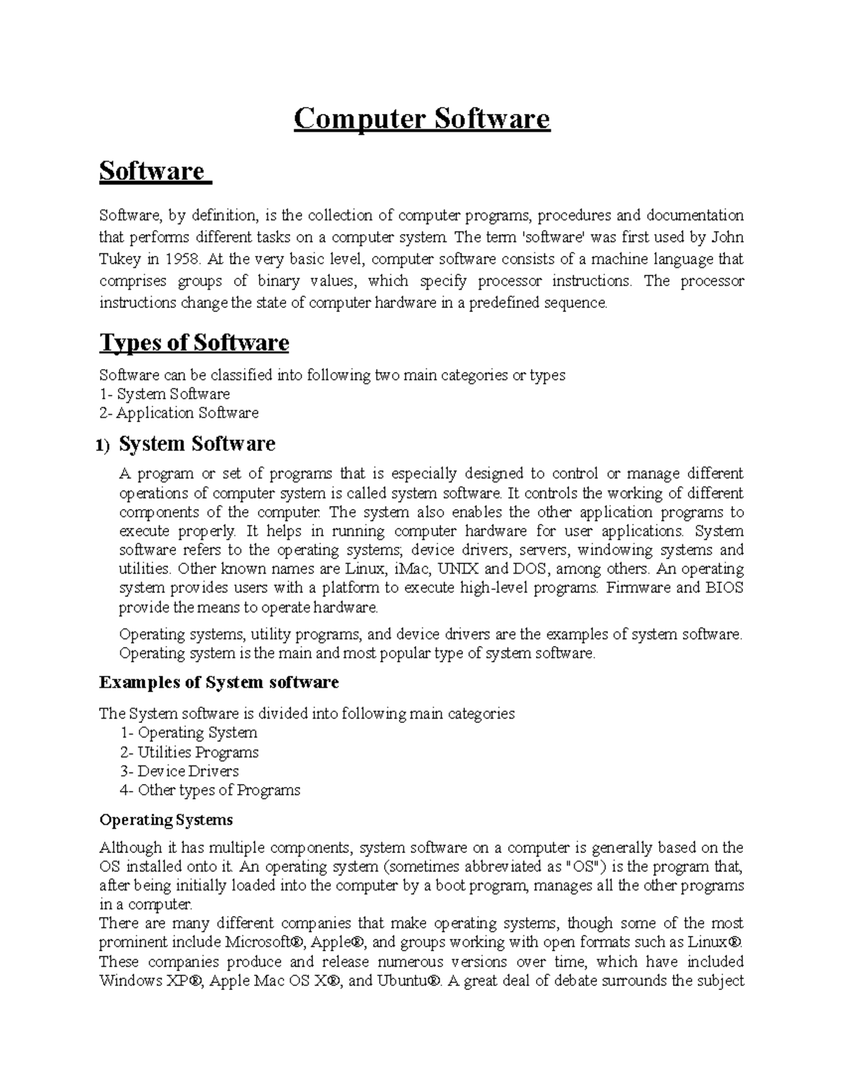 Lecture 2(new) - Computers - Computer Software Software Software, by ...