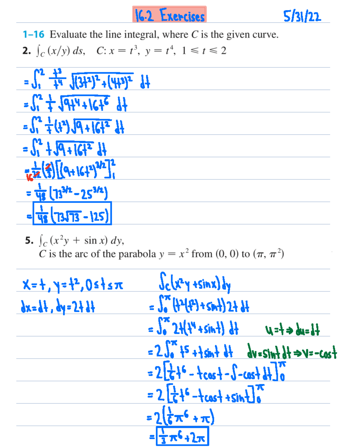 Lesson 16.2 Homework - 16 53122 P HAHA dt Fit 91 4 1615 dt P 4491615 dt ...