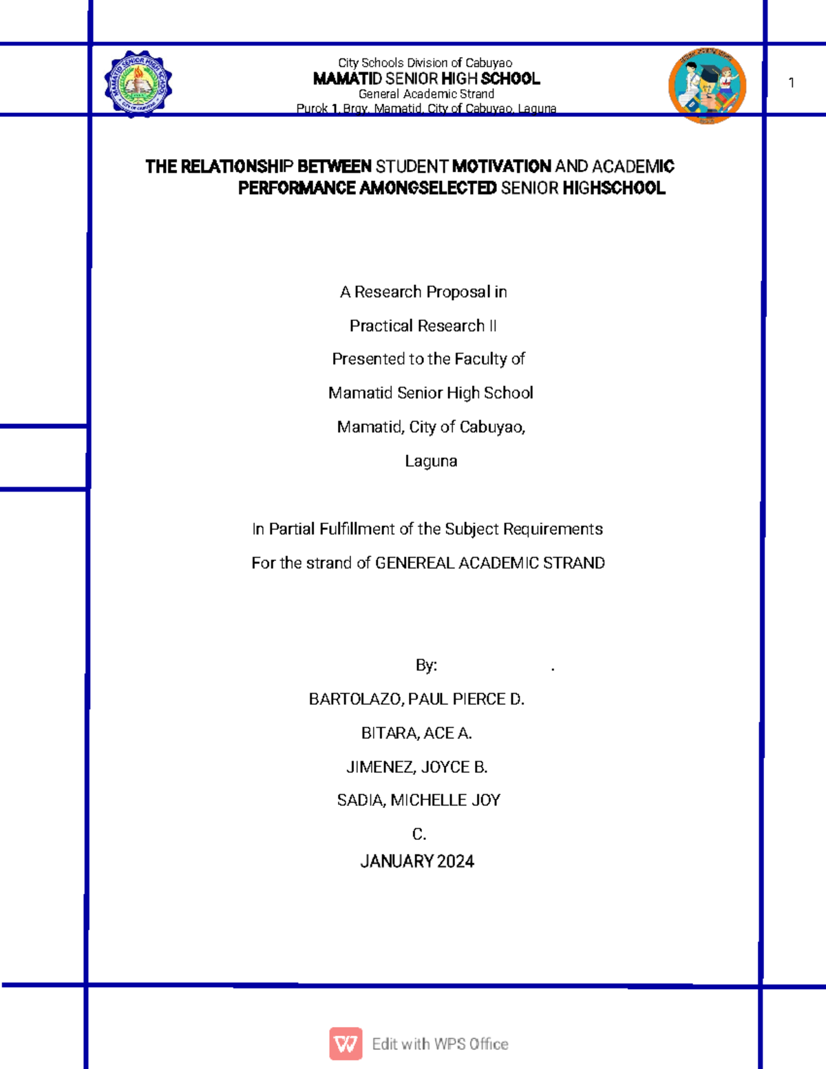 Sadia group pr2 - SSDSAD - 1 General Academic Strand Purok 1, Brgy ...