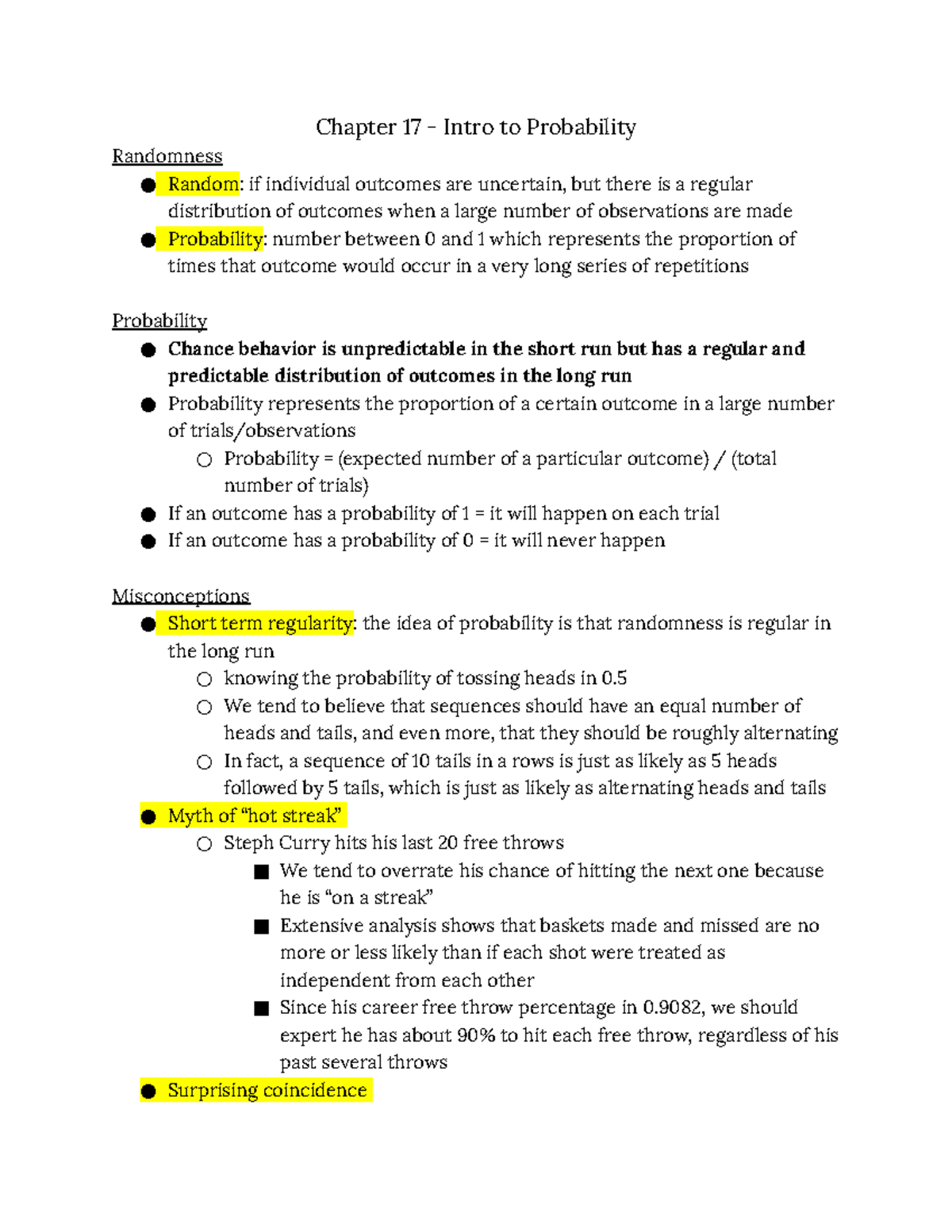 Stats 115 - CH17 - Chapter 17 - Intro to Probability Randomness Random ...