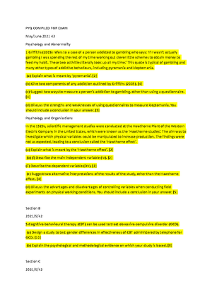 OCD Essay - Summary Psychology A-Levels - OCD ESSAY Question Subtopic 1 ...