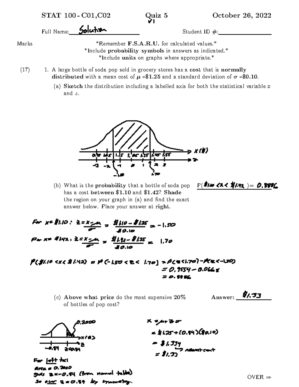 Quiz5 2022F solution - practice material for in class quizzes which ...