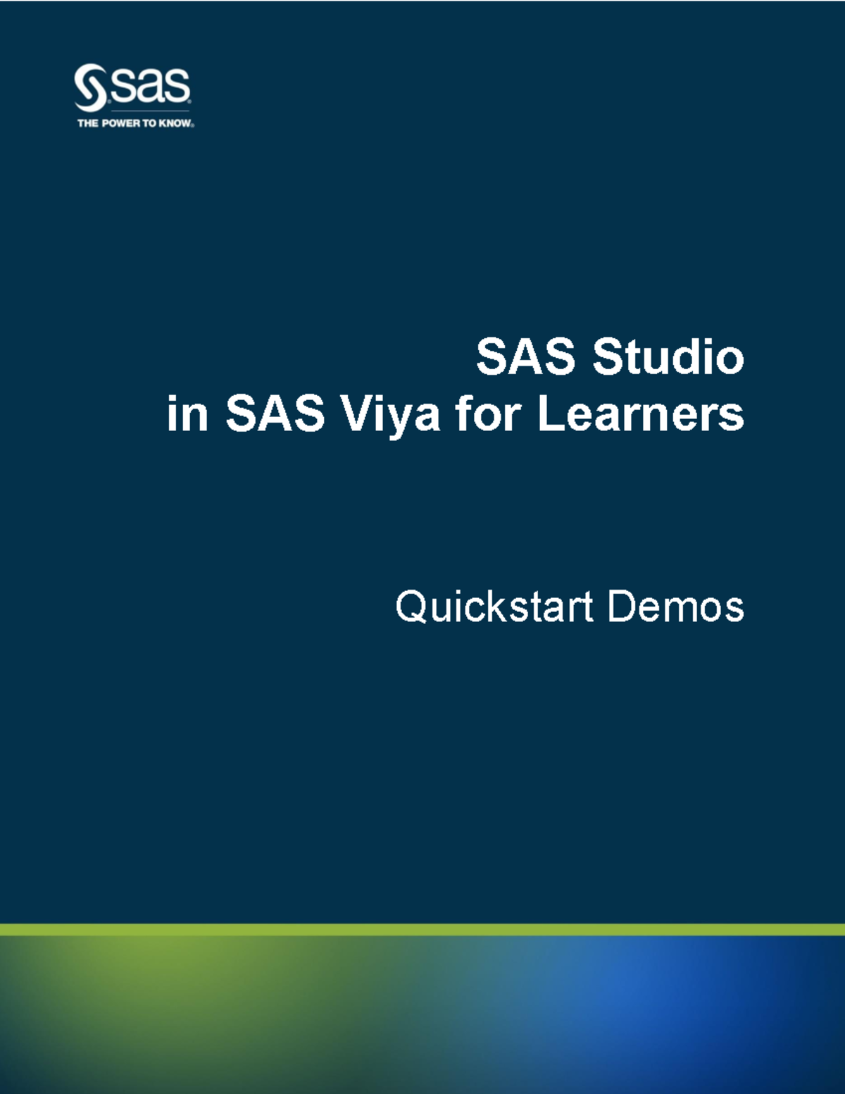SAS Studio in SAS Viya for Learners - Quickstart Demos - SAS Studio in ...