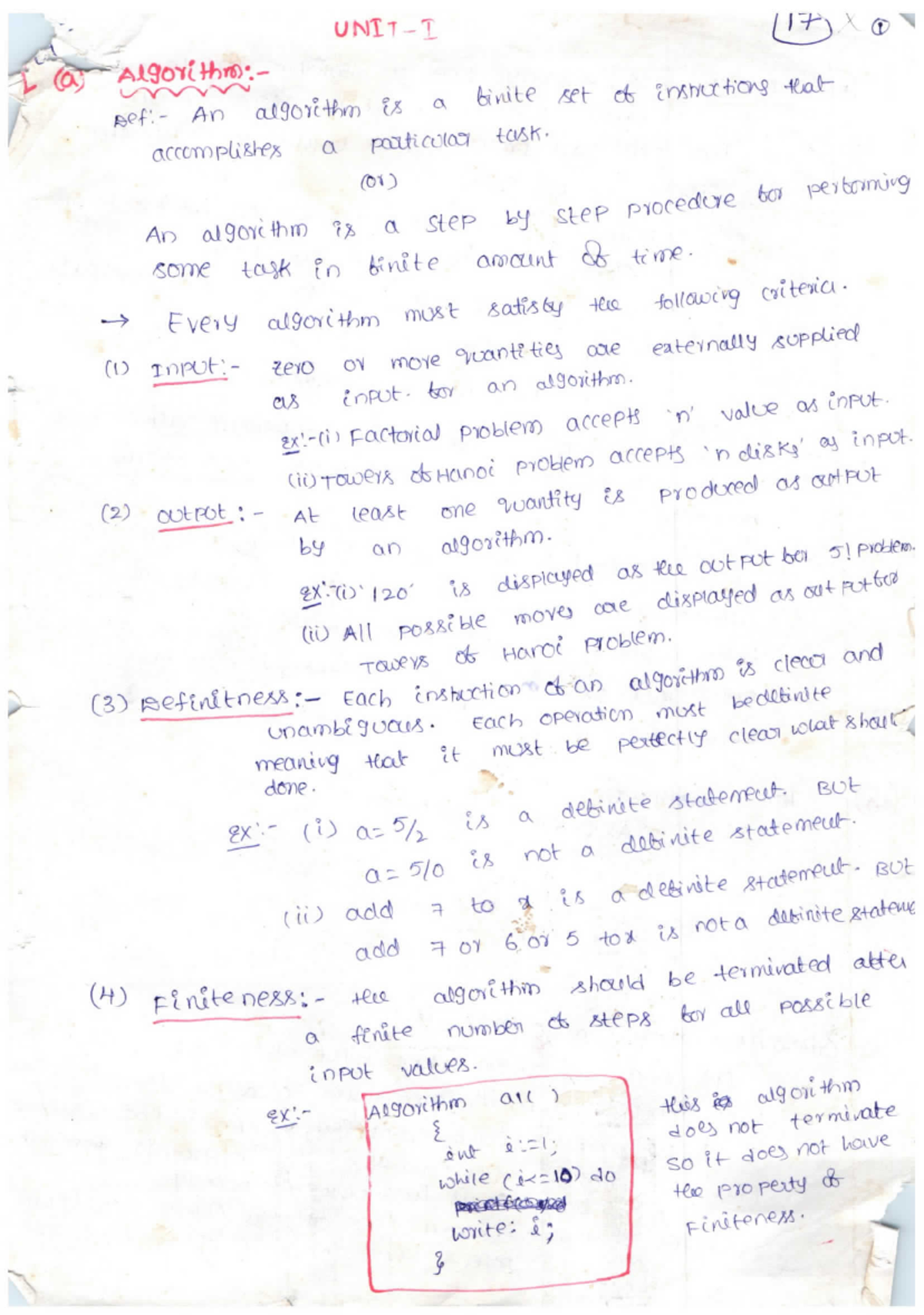 Data analysis unit 1 practical meterials - UNIT 17 X 1 (a) An algorithm ...