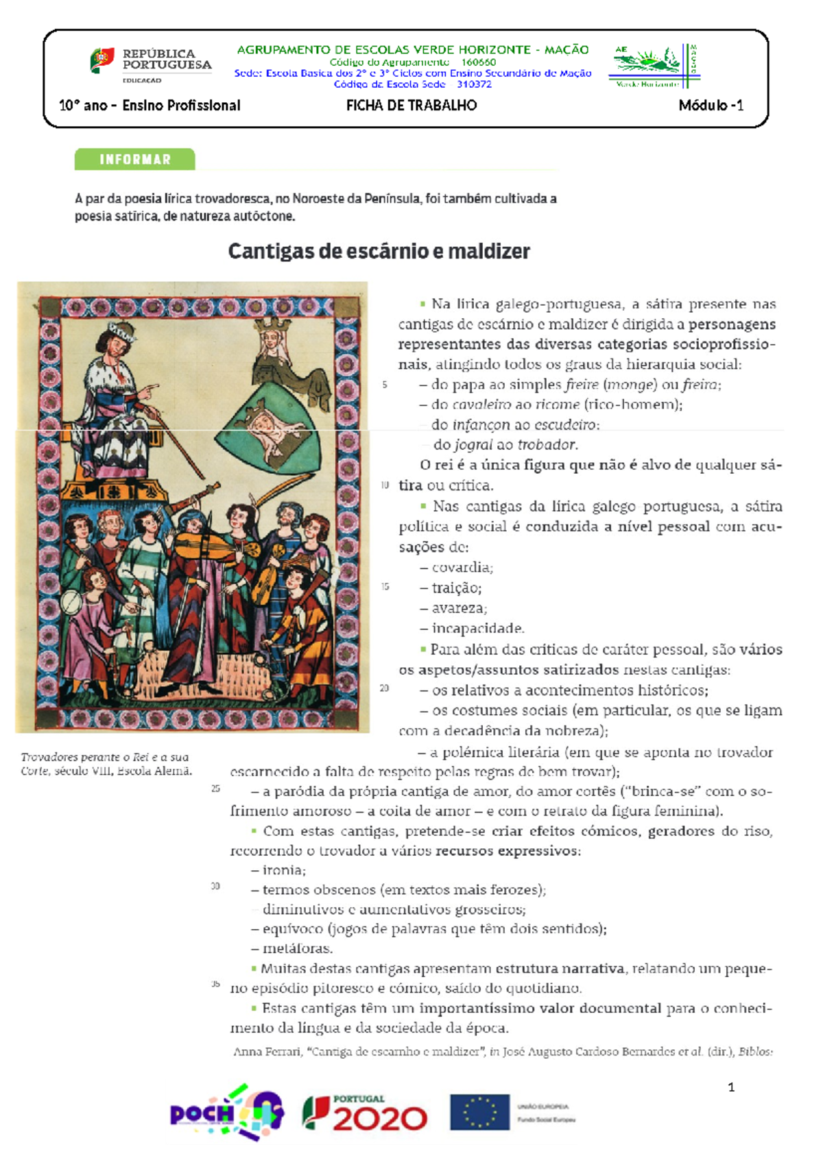 362773325 Cantigas de Escarnio e Maldizer - Português - 10º ano ...