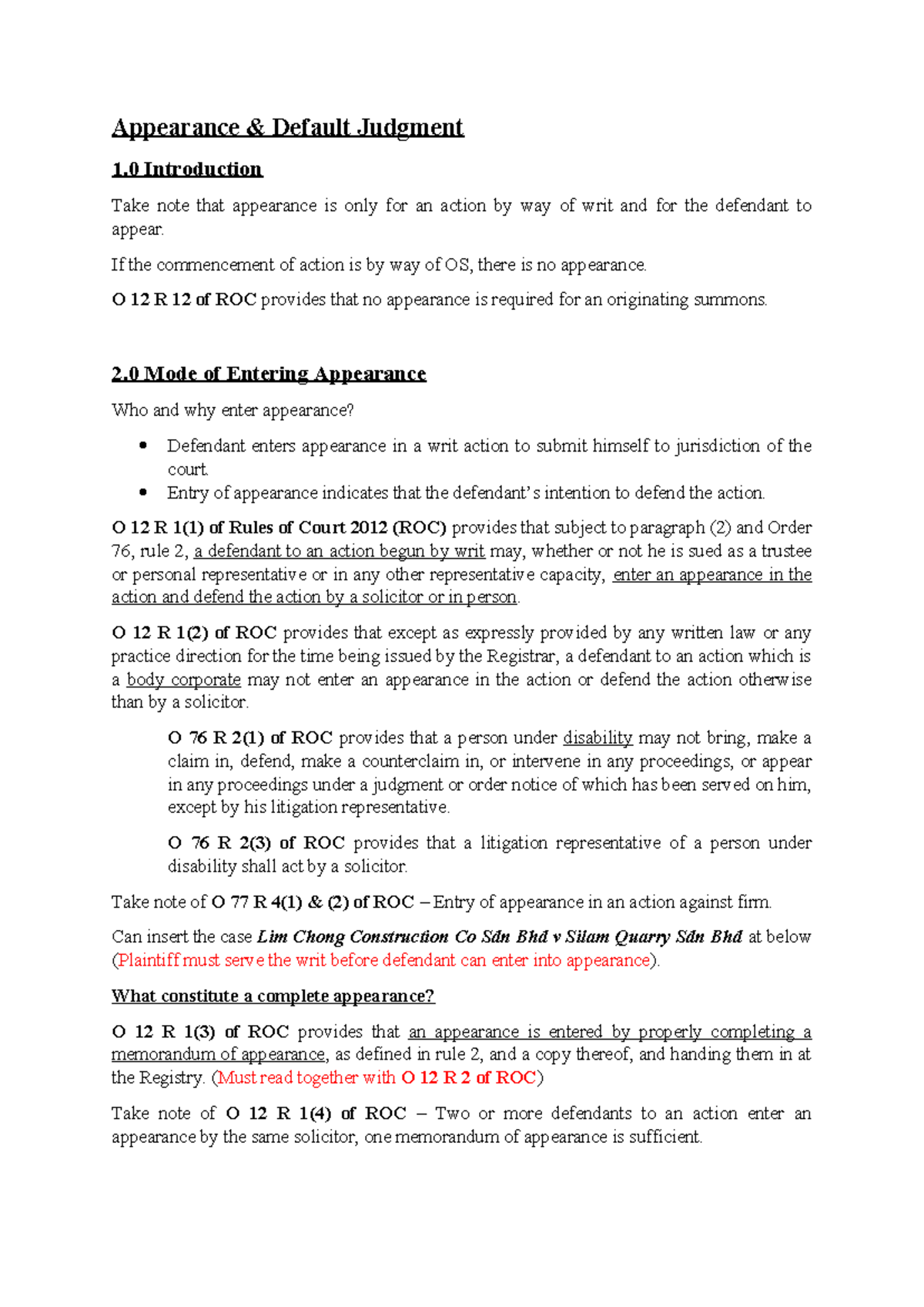 8 Appearance & Default Judgment Final - Appearance & Default Judgment 1 ...