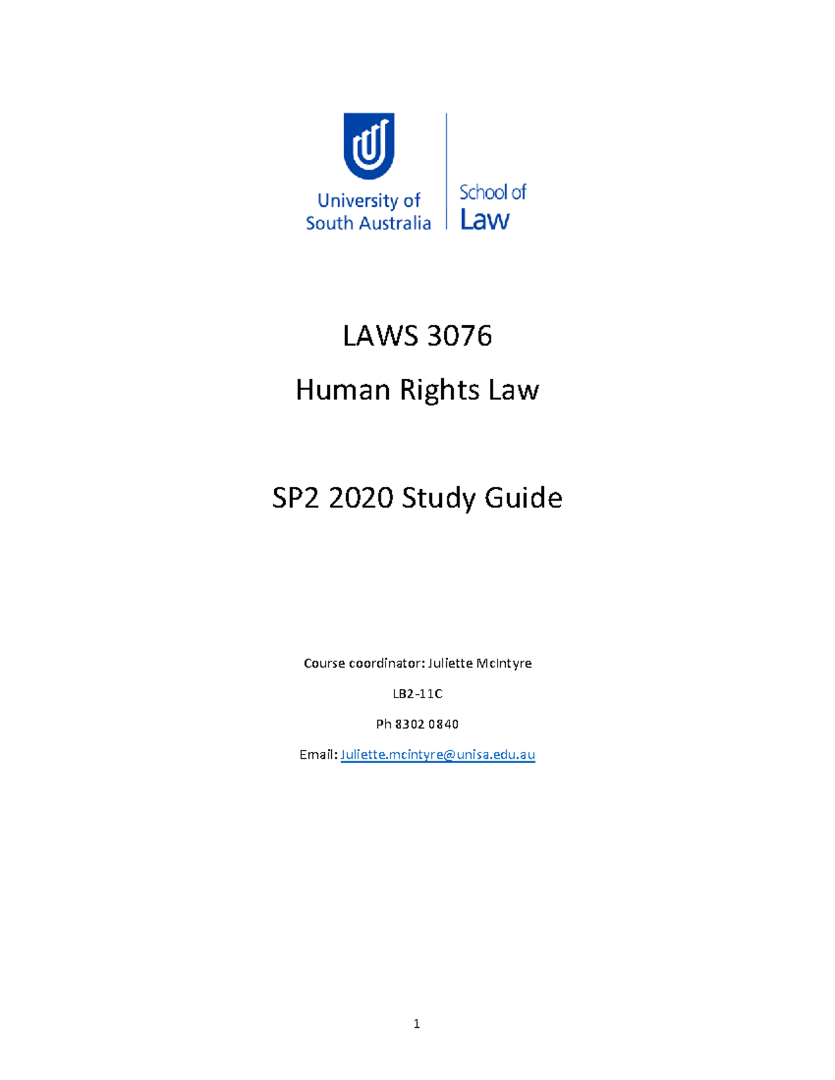 LAWS 3076 Human Rights SP2 2020 Study Guide - Warning: TT: undefined function: 32 Warning: TT ...