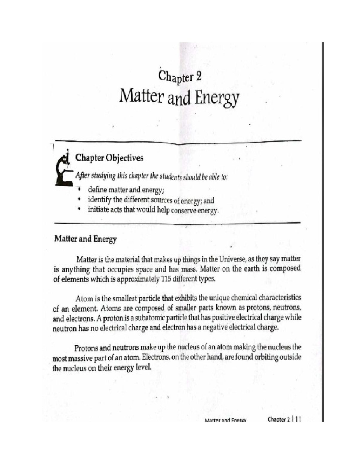Chapter 2 Matter Energy - Chapter 2 Matter and Energy E Chapter ...