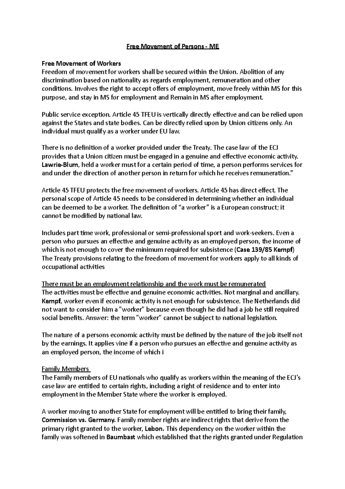 W.8 - Free Movement of Services and Freedom of Establishment - Free ...