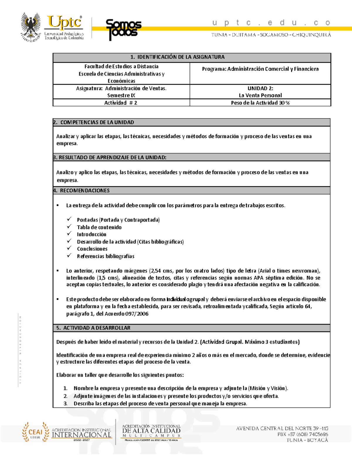 nbjvgvhbhvbjkhuih - 1. IDENTIFICACI”N DE LA ASIGNATURA Facultad de Estudios a Distancia Escuela ...