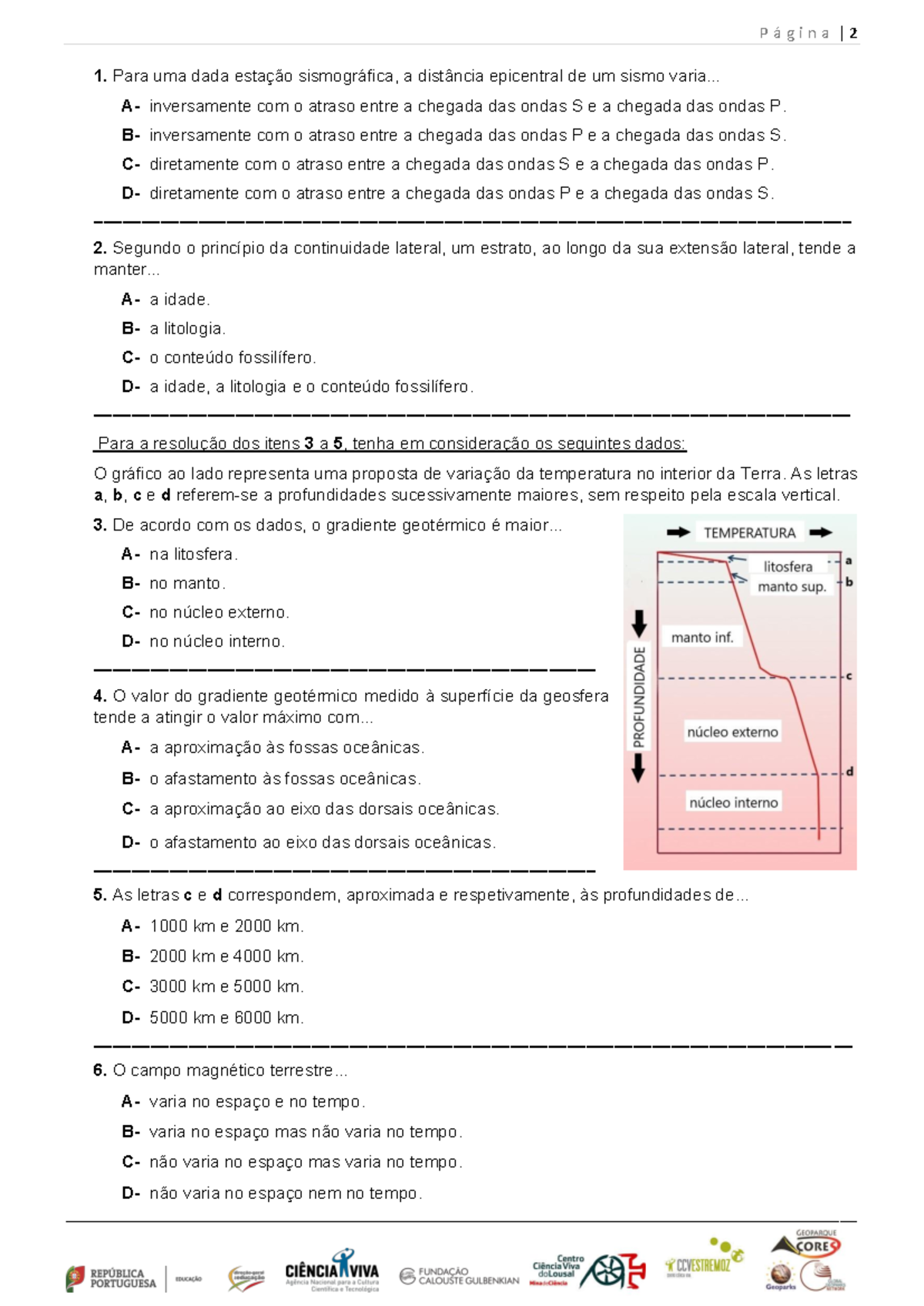 Teste escolha multipla geologia - secundário - Para uma dada estação ...