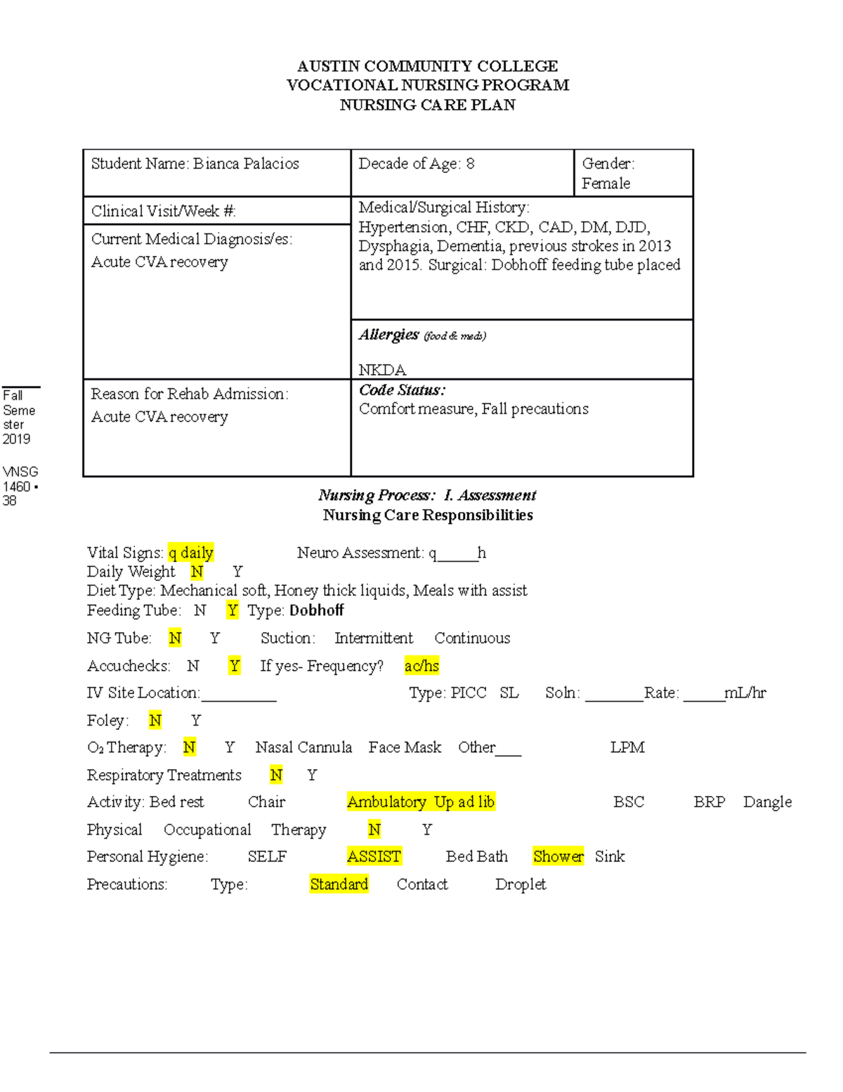 BP Rehab-CARE Planning - AUSTIN COMMUNITY COLLEGE VOCATIONAL NURSING ...