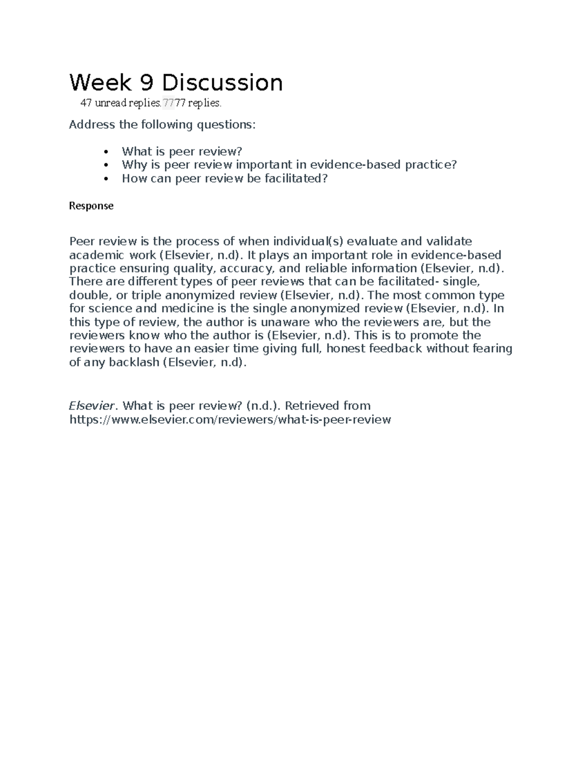 Week 9 discussion n350 - Week 9 Discussion 47 47 unread replies. 77 77 replies. Address the ...