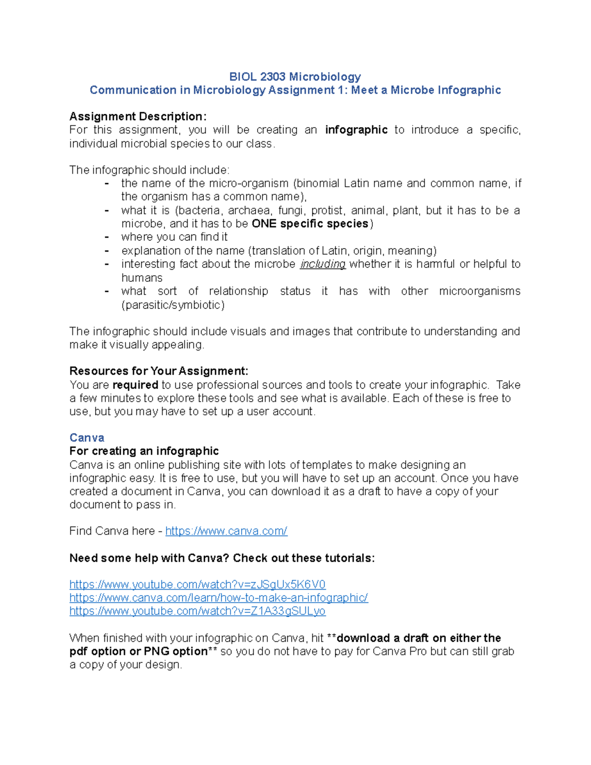 Assignment #1 Meet a Microbe Description - BIOL 2303 Microbiology ...