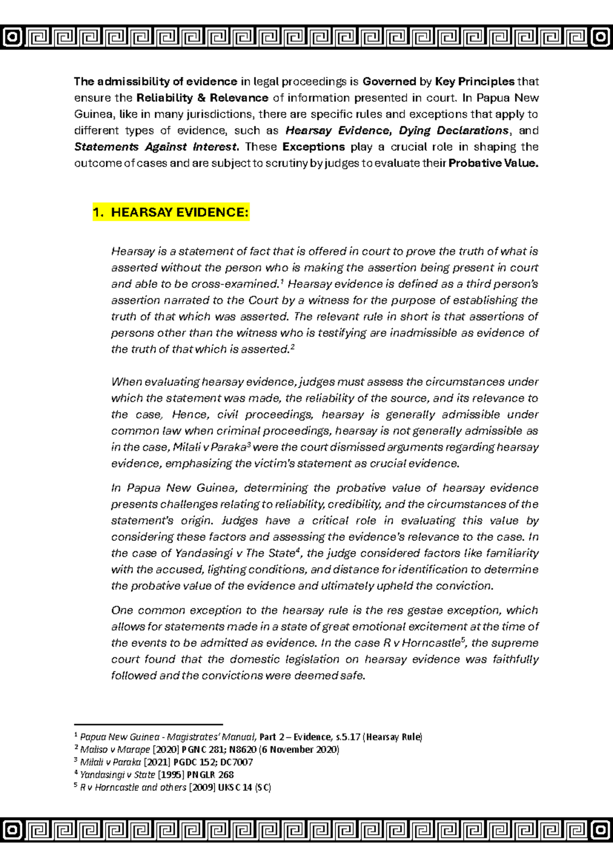 Types OF Evidence IN PNG - The admissibility of evidence in legal ...