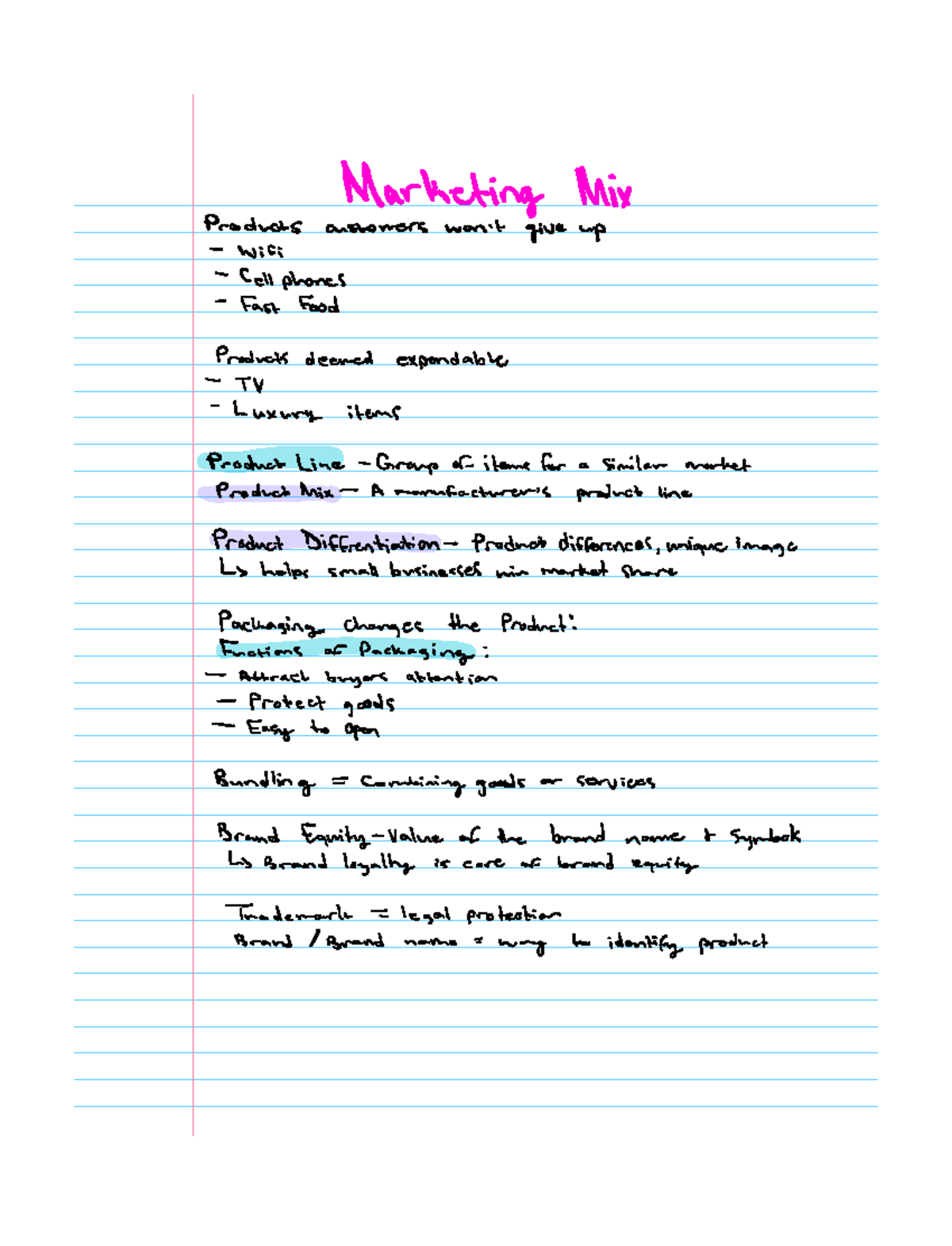 Marketing mix - chapter notes - Marketing Mix Products customers won't ...