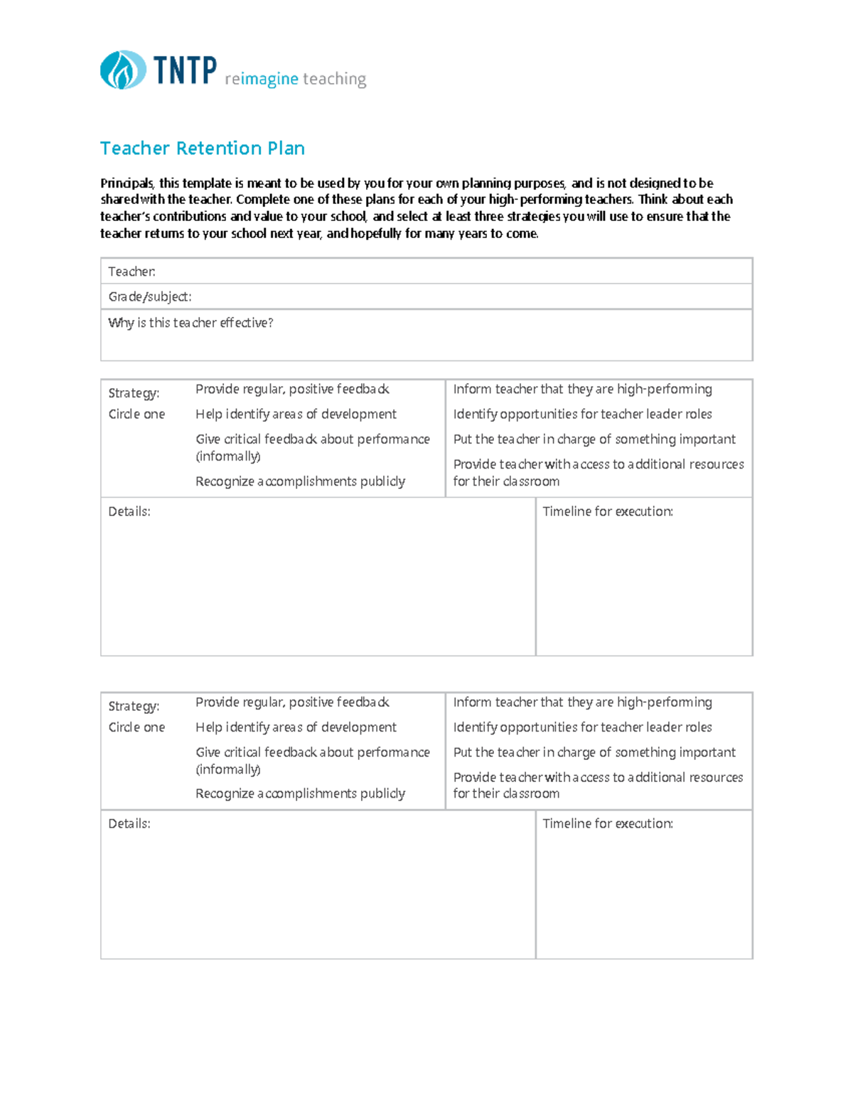 Teacher retention plan 1 - Teacher Retention Plan Principals, this ...