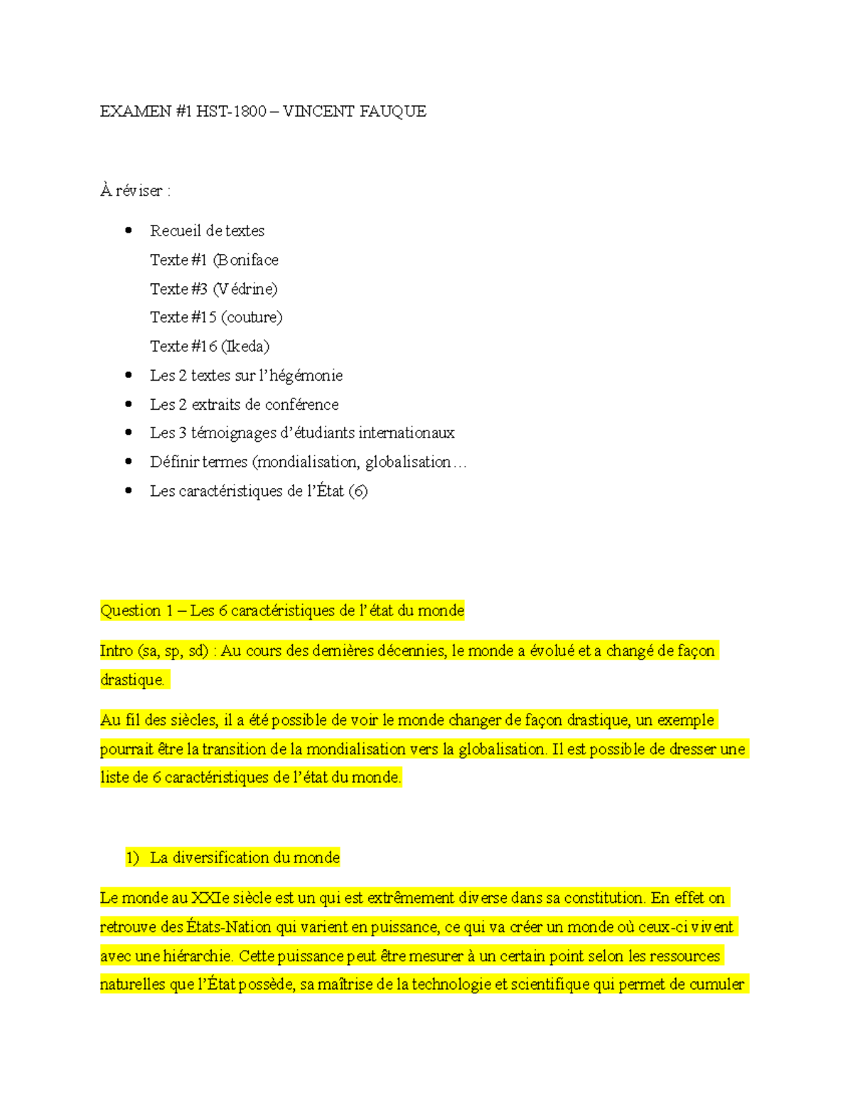 Examen #1 HST-1800 – Vincent Fauque - EXAMEN #1 HST-1800 – VINCENT ...