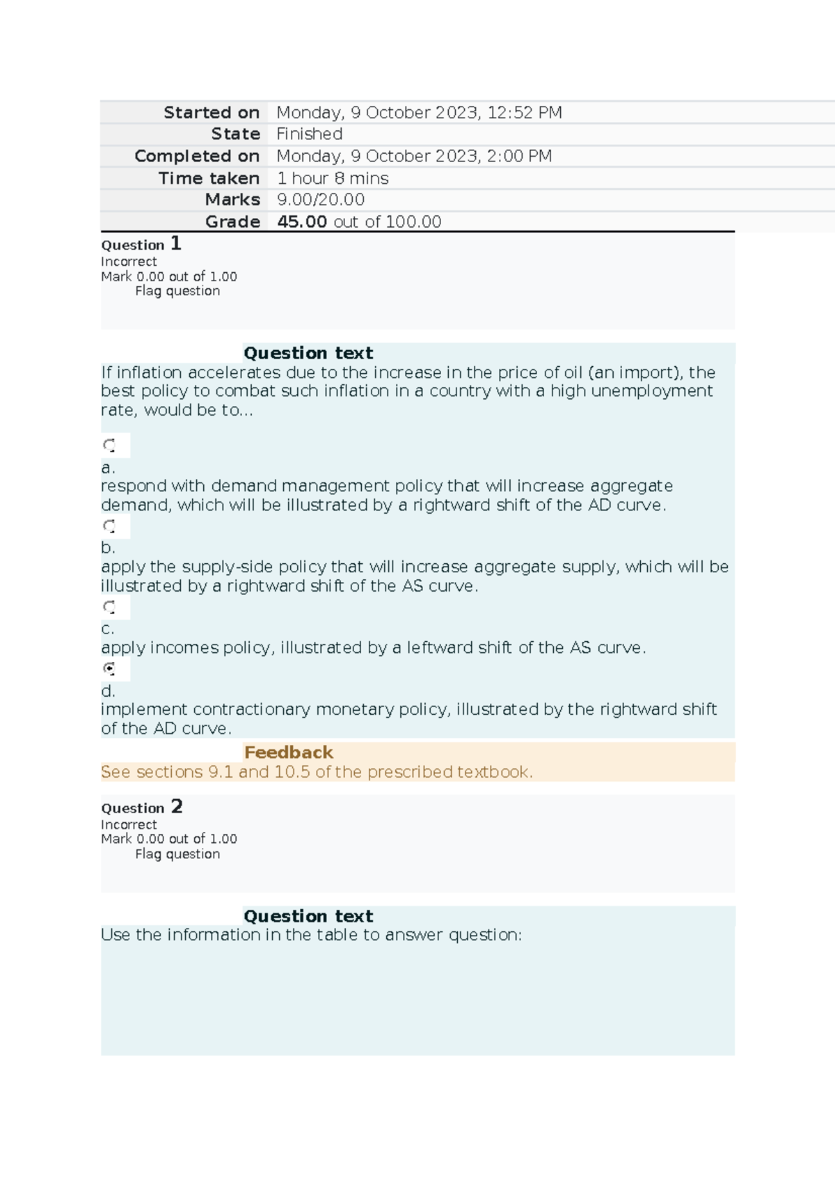 ECS1601 ass 4 - Started on Monday, 9 October 2023, 12:52 PM State ...