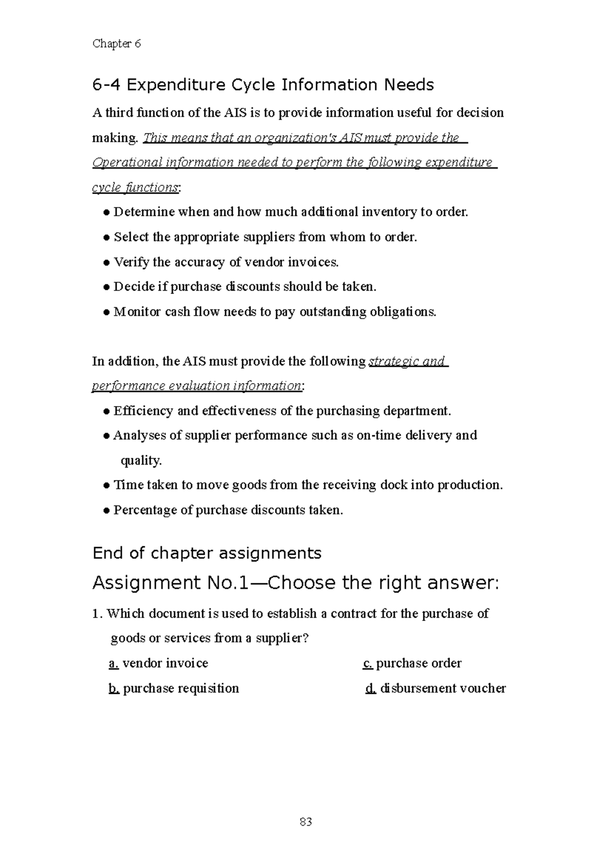 10 2017 04 2809 13 04 PM - dsvasc - Chapter 6 6-4 Expenditure Cycle Information Needs A third ...